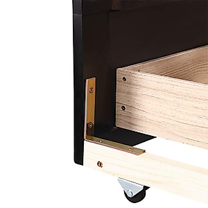 LERFAN Wooden Daybed Extendable Bed with Trundle Bed and Two Storage Drawers, can be Expanded from Twin Size to King Size, 78.2" L x 79" W x 23.2" H Espresso