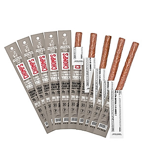 Chomps Grass-Fed & Finished Salt & Pepper Venison Jerky Meat Snack Sticks 10-Pack - Keto, Paleo, Low Carb, Whole30 Approved, 10g Lean Meat Protein, Gluten Free, Zero Sugar Food
