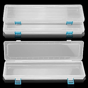 Fireboomoon 3 Pack Translucent Plastic Paint Brush Holder, Long Paint Brushes Watercolor Pens Pencils Drawing Tools Storage Box Container Case(13" x 2.8" x 1.4")
