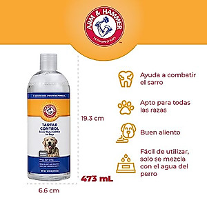 Arm & Hammer for Pets Dental Water Additive for Dogs, Tartar Control | Dog Dental Care Reduces Plaque & Tartar Buildup Without Brushing | 16 Fl Oz (Pack of 1), Odorless and Flavorless