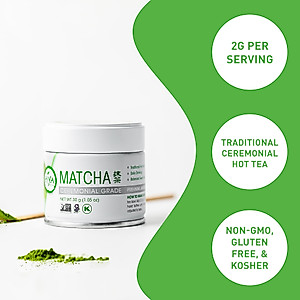 Aiya Authentic Japanese Premium First Harvest Ceremonial Grade Matcha Green Tea Powder - Vegan-Friendly, Zero Sugar, Gluten-Free - 30g Tin