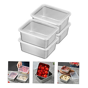 Garneck 4 Pack Airtight Food Storage Containers Stainless Steel Meal Prep Boxes for Refrigerator Easy to Use and Clean for Fridge Organization