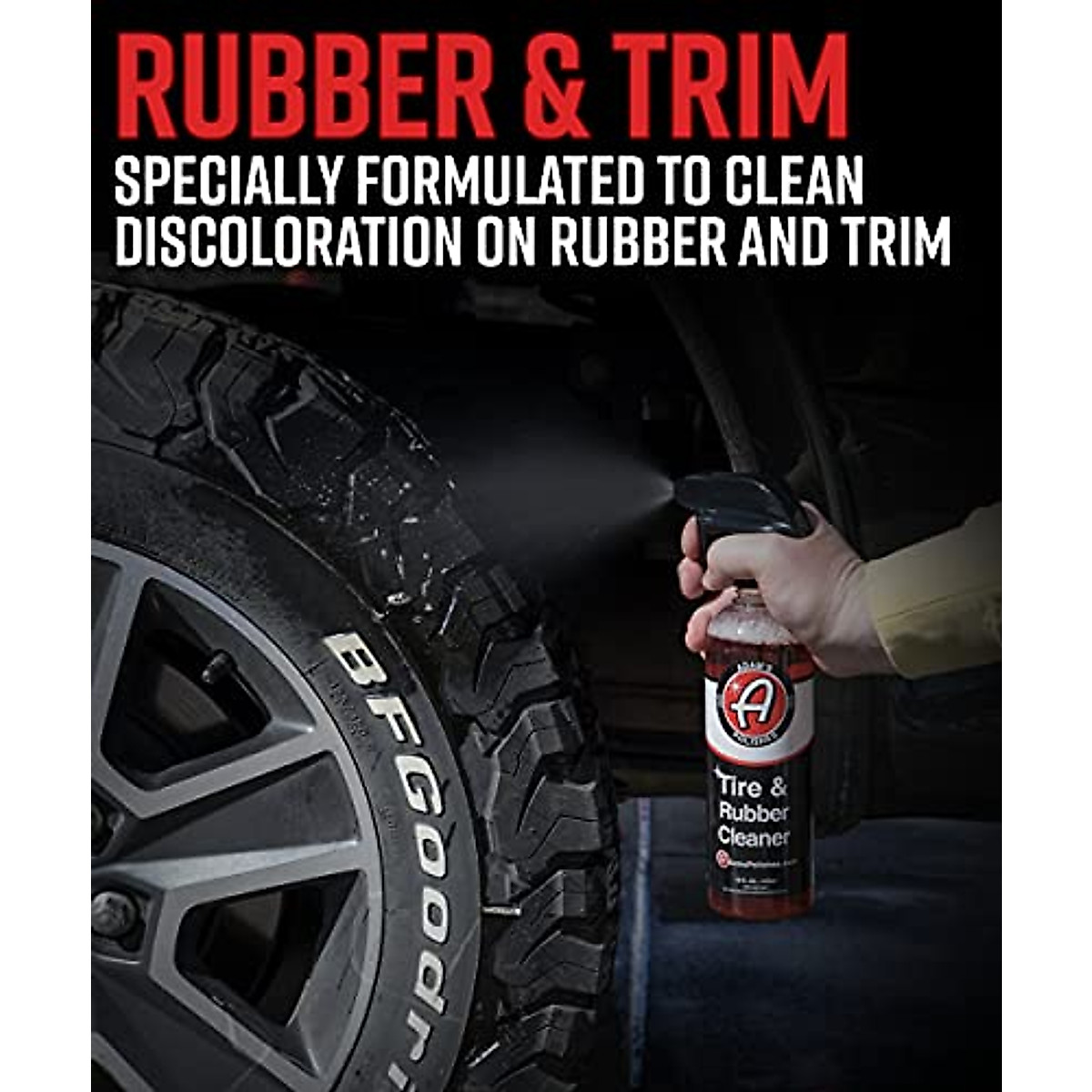 Adam's Polishes Tire & Rubber Cleaner (16 oz) - Removes Discoloration From Tires Quickly - Works Great on Tires, Rubber & Plastic Trim, and Rubber Floor Mats