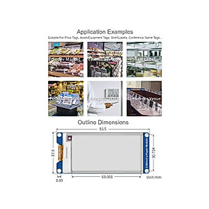 Waveshare 2.66inch E-Paper E-Ink Display Module Compatible with Raspberry Pi 4B/3B+/3B/2B/B+/A+/Zero/Zero W/WH/Zero 2W Series Boards 296×152 Pixels Red/Black/White Three-Color SPI Interface