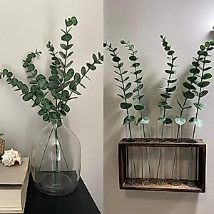 Tinsow 5 Pcs Real Touch Leaf Artificial Eucalyptus Stem Faux Eucalyptuses Wedding Bouquet Centerpiece Home Decor (Green)