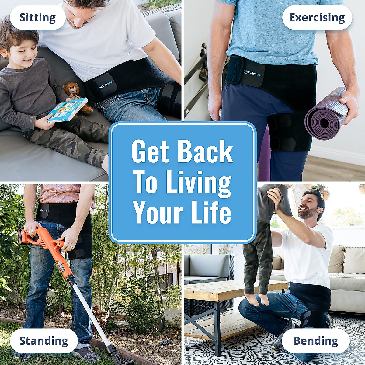 Bodymate® Hip Brace, Sciatica Pain Relief Devices - SI Belt/Sacroiliac Belt | Compression Wrap for Thigh, Hamstring, Joints, Arthritis, Pulled Muscles, Hip Pain | For Men & Women (Medium, Hip 32-44")