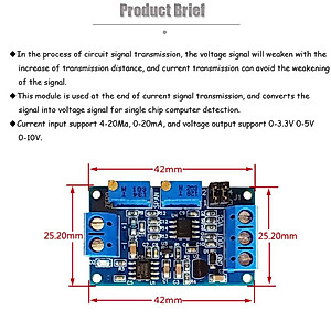 Acxico 4Pcs Current to Voltage Converter Module 0/4-20mA to 0-3.3V 0-5V 0-10V Voltage Transmitter Signal Conversion Conditioning Board