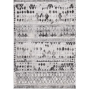 Rugs.com Leipzig Collection Area Rug – 4' x 6' Gray Low-Pile Rug Perfect for Entryways, Kitchens, Breakfast Nooks, Accent Pieces