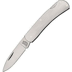 Bear & Son Stainless Frame Lock Folding Knife, 2-1/8" High Carbon Stainless Steel Drop Point Blade, 100% Stainless Steel Construction (125)