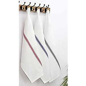 COTTON CRAFT - Scandia Stripe 12 Pack - Pure Cotton - Professional Commercial Restaurant Grade Kitchen Dish Tea Towel Cloth Napkins - Low Lint Sturdy Weave - Reusable - 16x28-30 Ounces - Charcoal