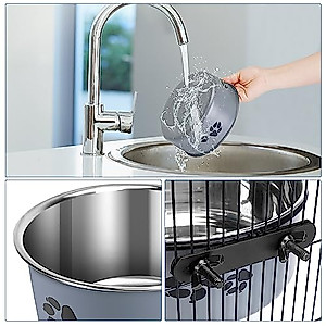SubClap Kennel Water Bowl, No Spill and Detachable Dog Crate Water Food Bowl, Hanging Pet Cage Bowl with Clamp Holder, 2 Stainless Steel Pets Bowls for Medium Large Small Dogs & Cats