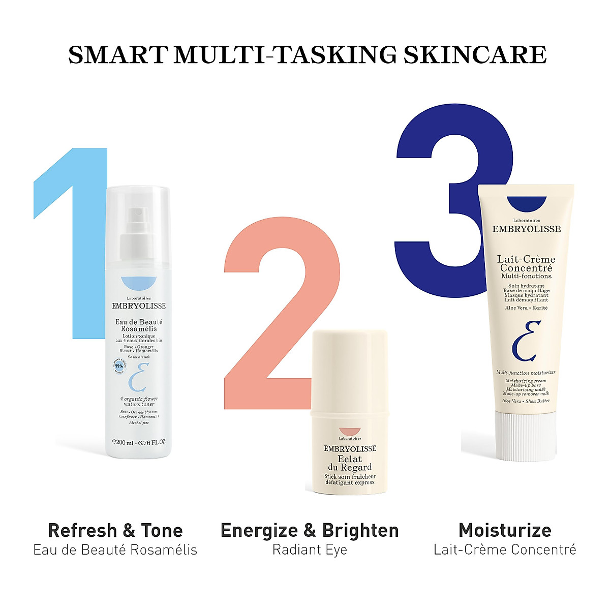 Embryolisse Lait-Crème Concentré, Multifunction Daily Moisturizer, Primer, and Makeup Remover, Suitable for All Skin Types. French Face Cream With Shea Butter & Aloe Vera, 2.54 Fl Oz