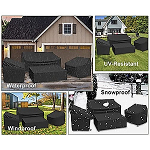 MaWGcowerd Patio Furniture Cover-420D Oxford Cloth Sofa Table Chair Waterproof Cover, 4 Piece Set of Outdoor Garden Patio Furniture Waterproof Dustproof Sunscreen Cover