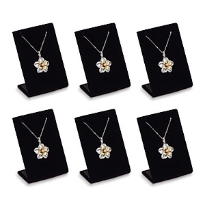 MOOCA 6 Pcs Set Black Velvet Covered Earring Display Stand Pendant Jewelry Organizer Display Holder for Earring, Pendant Accessory Rack for Showcase, 2 1/4 W x 1 1/2 D x 3 1/4 H in, Black Velvet