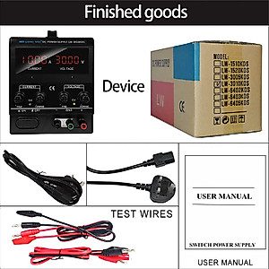 Lwlongwei DC Power Supply Variable, 30V 10A 300W Adjustable Switching Regulated DC Bench Power Supply with 4-Digits LED Power Display Coarse and Fine Adjustments