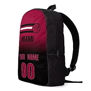 Miami Custom Backpack High Capacity,Add Personalized Name And Number, Backpack for Men Women,Basketball Bags for Teenagers