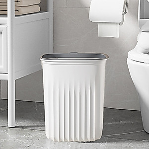 Trash Can - Household Kitchen Trash Can, Plastic Waste Basket, Lidless Press Ring Bathroom Trash Can, Multi-Functional Rubbish Bin, for Bathrooms, Laundry Room, Kitchens & Offices