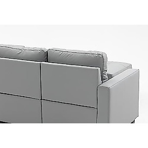 ERYE L-Shaped 5 Seaters Free Combined Couch for Home Apartment Office Living Room Set, Modular Corner Sectional Sofa with Cushions and Storage Ottoman,Easy to Assemble & Save Space, Gray PU