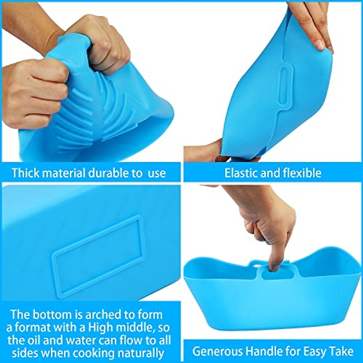 2Pcs Silicone Pot Reusable Air Fryer Liners Food Safe Non Stick Air Fryer Basket Accessories Replacement Baking Tray for Ninja Dual Dz201 Dualzone