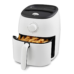 DASH Tasti-Crisp™ Electric Air Fryer Oven, 2.6 Qt., White – Compact Air Fryer for Healthier Food in Minutes, Ideal for Small Spaces - Auto Shut Off, Analog, 1000-Watt