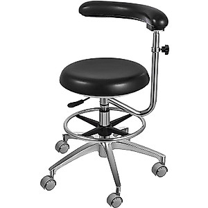 Dental Assistant Chair Hospital Nurse Stool Seat Height Adjustable PU Leather Black