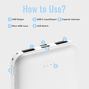 Miady 2-Pack 10000mAh Dual USB Portable Charger, USB-C Fast Charging Power Bank, Backup Charger for iPhone 14, Galaxy S22, Pixel and etc
