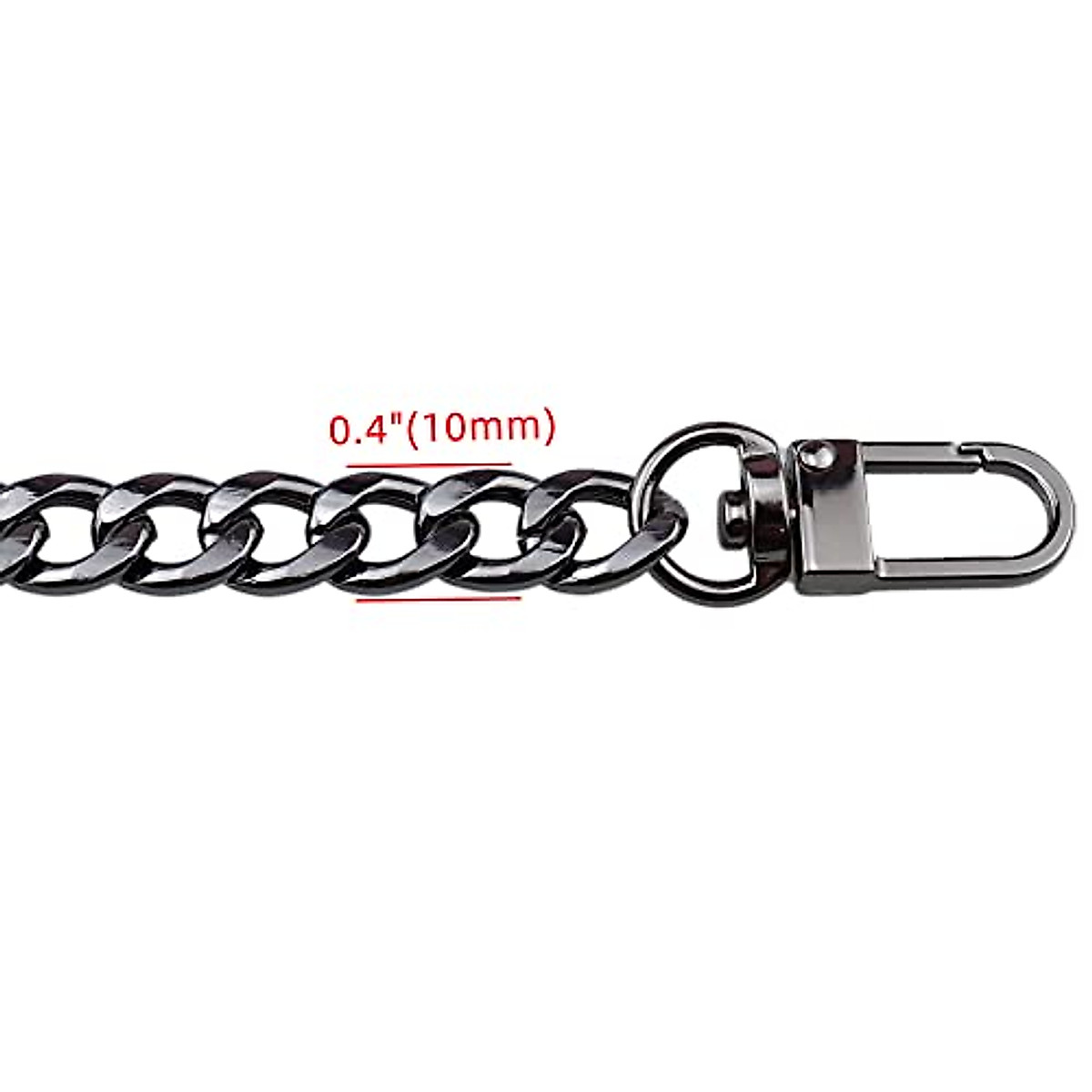 HEEHEE 7.9" (20cm) Purse Chain Strap Extender, Sturdy Flat Iron Replacement Chain with Buckles, Comfortable Shoulder Crossbody Strap for Handbags, Upscale Color Black Tone, 1 PCS
