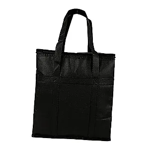 JISADER Insulated Grocery Bags Reusable Bags with Handles Heavy Duty Food Container Insulated Food Delivery Bag Shopping Bag for Camping Travel BBQ, Black