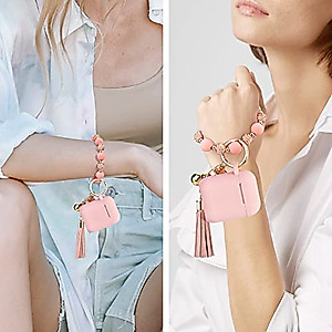 Filoto Airpods Case, Cute Apple Airpod 2nd 1st Generation Cover for Women Girls, Silicone Protective Airpods 2/1 Case with Bling Bracelet Keychain (Bling Pink)