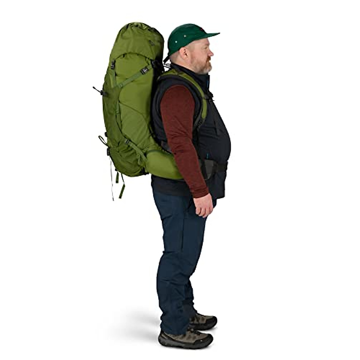 Osprey Aether 65L Men's Backpacking Backpack, Garlic Mustard Green, Extended Fit, Small/Medium