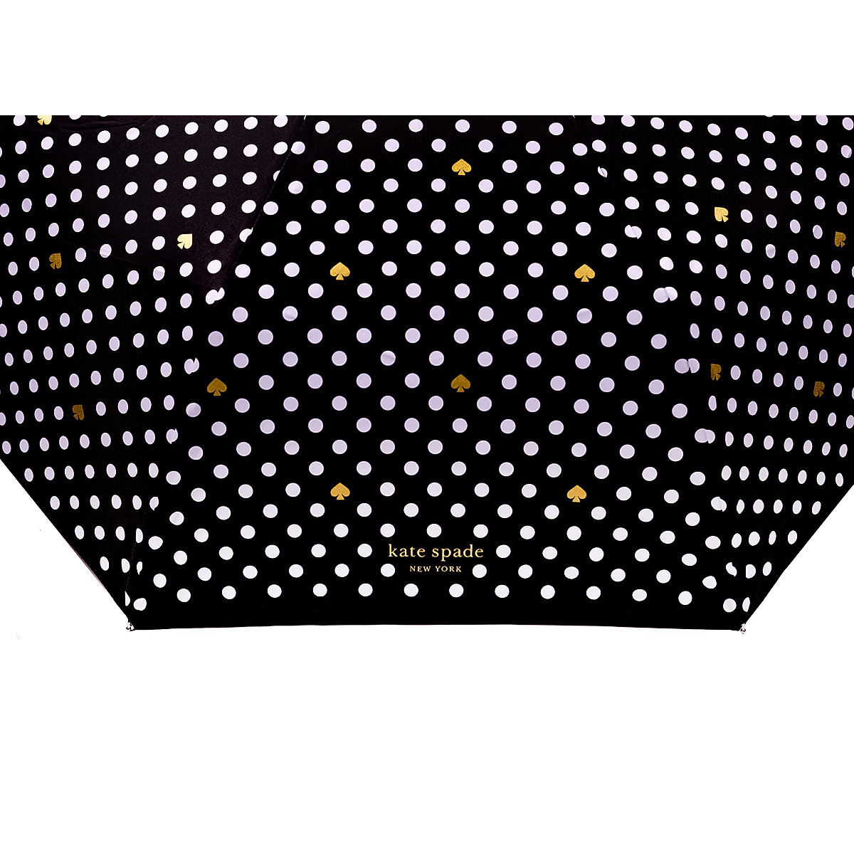Kate Spade New York Black/White Travel Umbrella, Lightweight Compact Umbrella with Storage Sleeve, Polka Dots