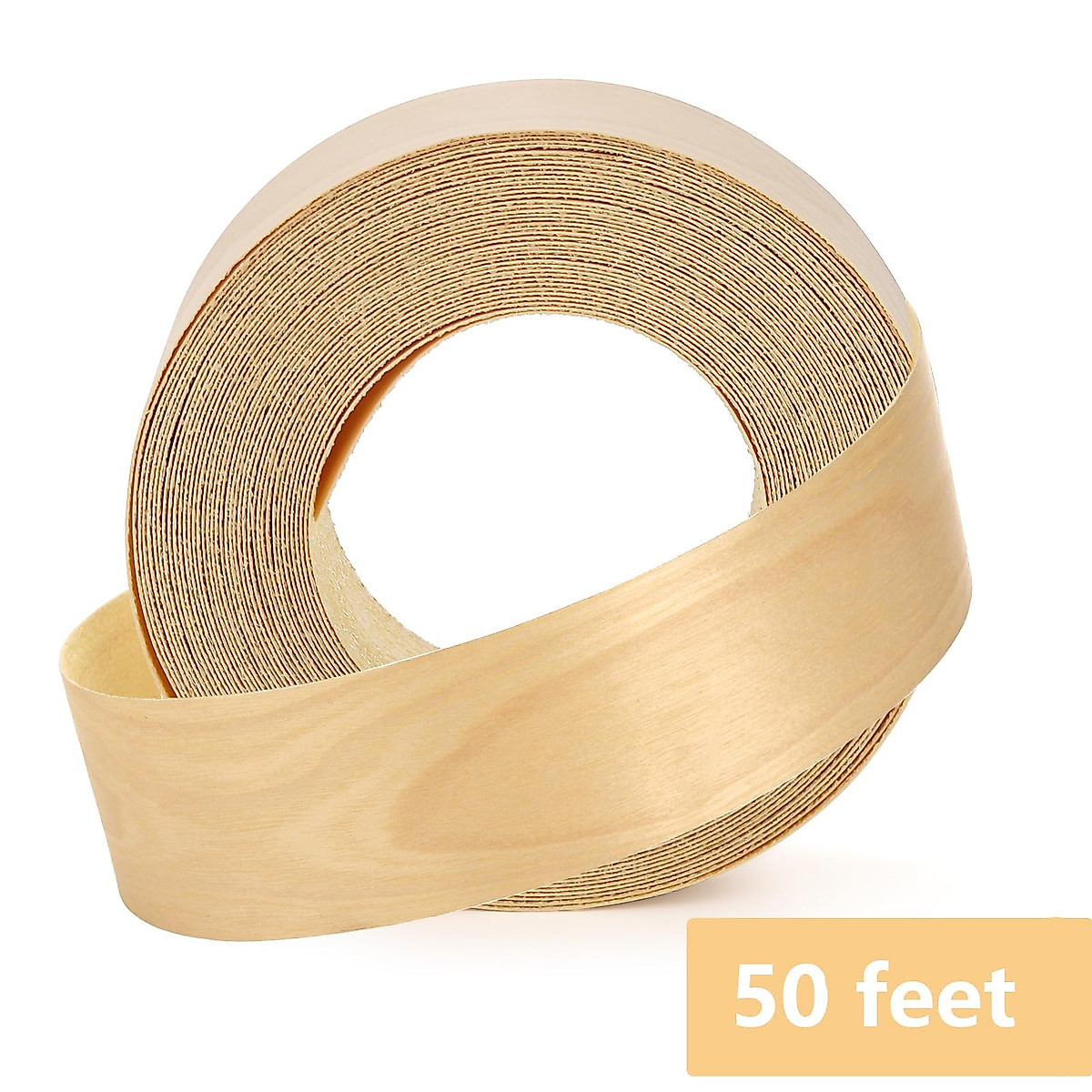 Yarlung 2 Inch x 50 Feet Roll Wood Veneer Edge Banding, Preglued Birch Plywood Edging Iron on with Hot Melt Adhesive, Flexible Wood Tape Sanded to Perfection for Furniture Restoration