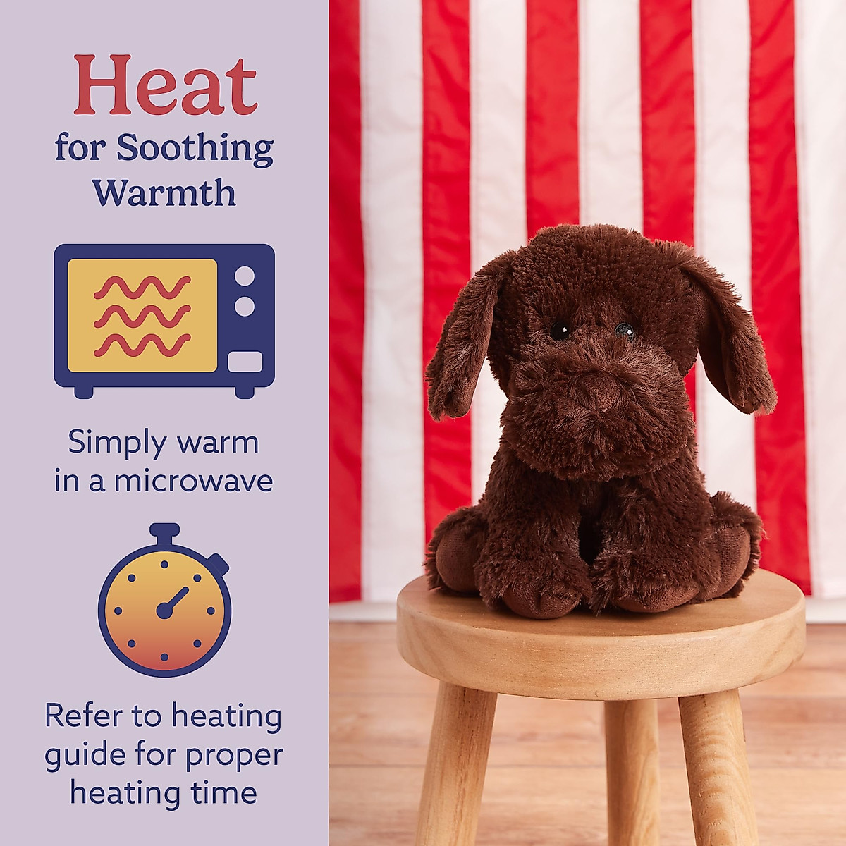 warmies Microwavable & Weighted Stuffed Animals, Chocolate Lab - Heated Stuffed Animal Plushie for Warmth & Comfort - Cute Soft Plush Toys for Adults & Children (Boys, Girls, Babies & Toddlers)