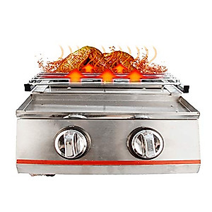 Portable Grill, 2-Burner Grill LPG Gas BBQ Grill, Tabletop Smokeless Outdoor Barbecue Cooker, for Parties, Backyard Barbeques, Camping, Tailgating or Picnicking