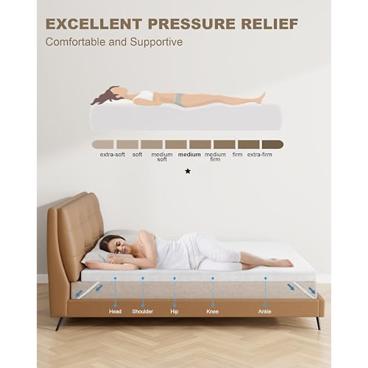 Zenzy 4" Full Extra Long Firm Memory Foam Mattress Topper, [Removable] [Washable] Cover and [Adjustable] Straps, CertiPUR-US Certified Firm Mattress Topper Full XL for Pain Relief- Dark Gray