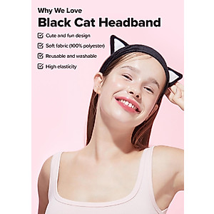 I DEW CARE Face Wash Headband - Black Cat | Spa, Soft, Cute for Makeup, Shower, Teen Girls Stuff, 1 Count