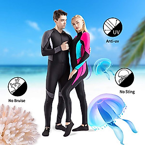 COPOZZ Dive Skin, Diving Snorkeling Surfing Spearfishing Rash Guard-Full Body UV Protection - for Men Women Youth Thin Wetsuit Jellyfish Skin (Pink, Small for Women)