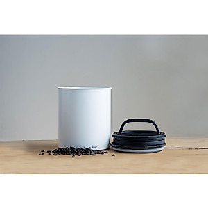 Airscape Kilo Coffee Storage Canister Large Food Container Patented Airtight Lid 2-Way Valve Preserve 2.2 lb Dry Beans Food Freshness (Matte White)