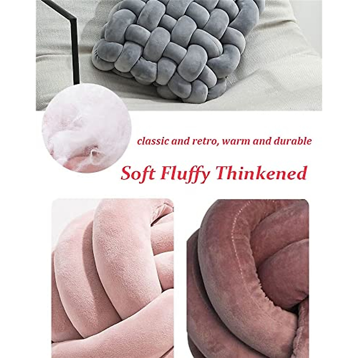 Togtlafil Soft Square Knotted Throw Pillows Elastic Cute Plush Braided Cushion Thicken Sofa Home Decoration,Light Green 16in