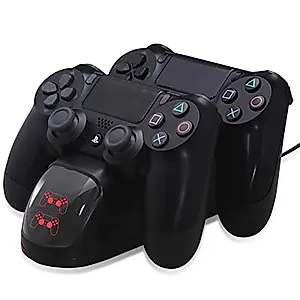 DERCLIVE Controller Charger Dual Controller Charging Dock Station with Charging Status Display Screen for PS4 / PS4 Slim / PS4 Pro Controller