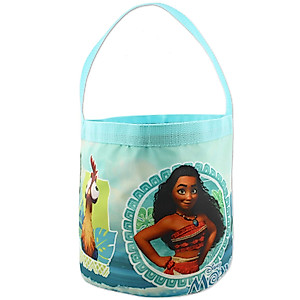 Disney Moana Maui Girls Collapsible Nylon Gift Basket Bucket Tote Bag (One Size, Blue)