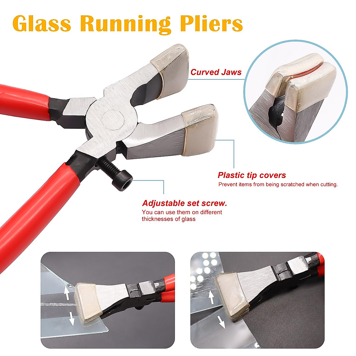 weideer Glass Running Breaking Pliers Glass Breaker Grozer Pliers Class Cutter Kit with Oil Feed Glass Cutter for Stained Glass Fusing Breaking