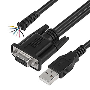 SinLoon USB to RS232 Serial Adapter & Bare Wire,USB 2.0 Male to DB9 Female Serial Cable for Windows 10, 8.1, 8, 7, Vista, XP, 2000, Linux and Mac OS X, macOS