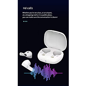 True Wireless Stereo Earbuds Bluetooth 5.0 in Ear Light-Weight Headphones Built-in Microphone, Super bass Long Distance Connection Headset with Charging Case (White)