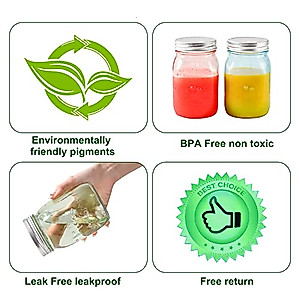 Amzcku 16 oz Blue Mason Jars with Lids，Regular Mouth Canning Jar, 6 Pack Multifunction Glass Container, for Storage, Canning, Pickling, Preserving, Fermenting, DIY Crafts & Decor…