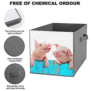 Funny Pig Collapsible Storage Bins Basics Folding Fabric Storage Cubes Organizer Boxes with Handles