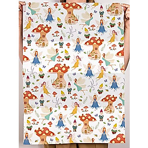CENTRAL 23 Mushroom Wrapping Paper - 6 Eco Gift Wrap Sheet - All Occasion Wrapping Paper - Fairy - Flowers - Dwarf - Comes With Fun Stickers - Recyclable