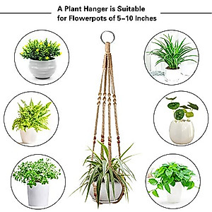 Augshy 2 Pcs Plant Hangers Hanging Plant Holder for Indoor Outdoor Decor Macrame Hanging Planter Basket with 4 Hooks(35 Inch)