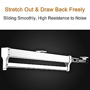 500mm/19.7'' Pull-Out Closet Valet Rod Adjustable Wardrobe Clothing Rail Top Mount Wardrobe Hanger Rack Bar Ball Bearing Slide Heavy Duty
