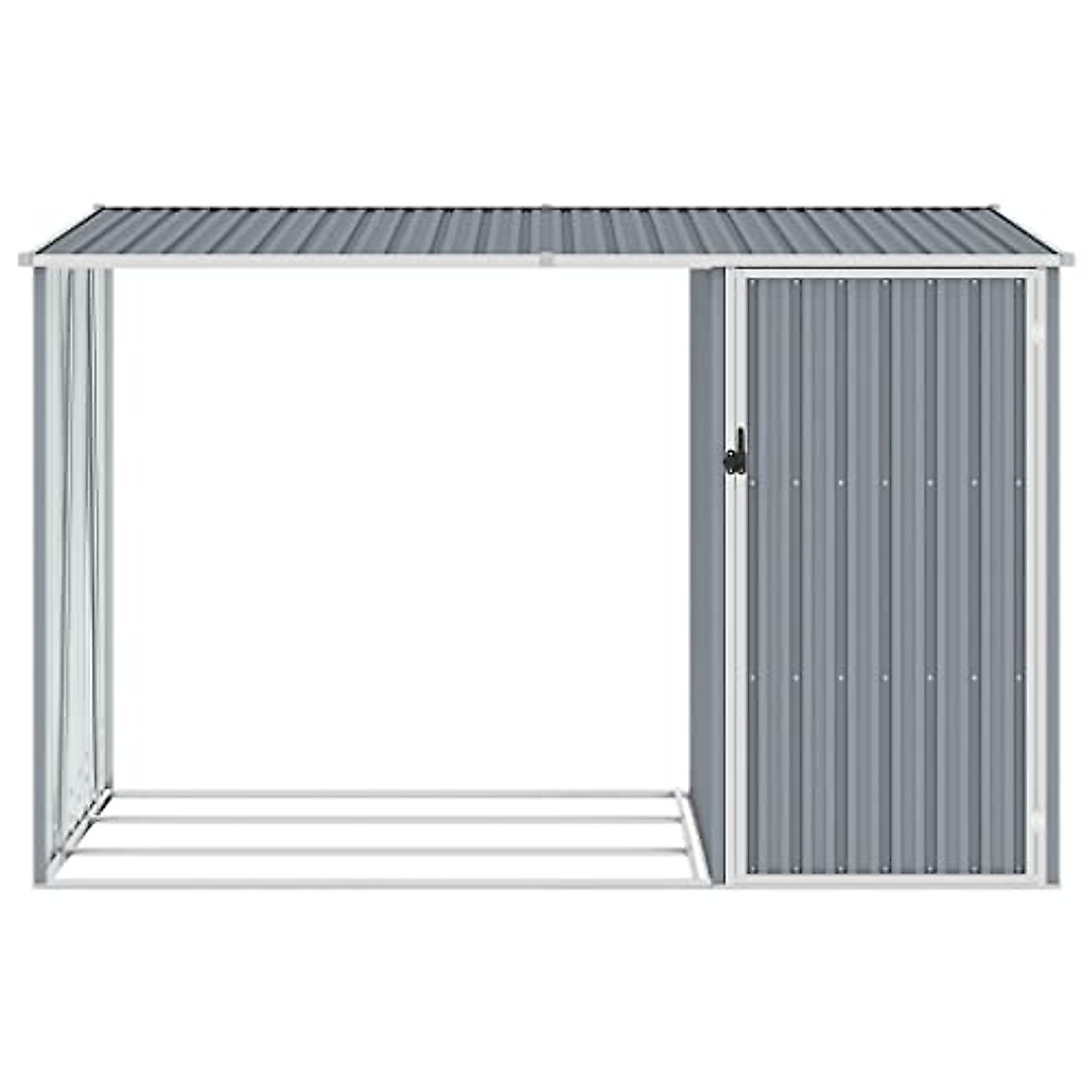 vidaXL Garden Firewood Shed Storage Building Tool Timber Log House Outdoor Backyard Furniture Equipment Organize Gray Galvanized Steel